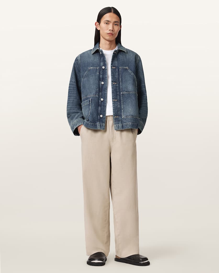 Sabbath Wide Leg Canvas Pants BEIGE WHITE | ALLSAINTS US